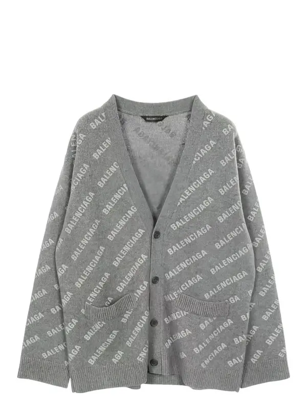 Balenciaga All-over Logo Cardigan - Grey