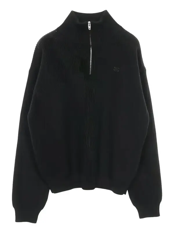 Celine 2010s Triomphe Half-zip Sweater - Black