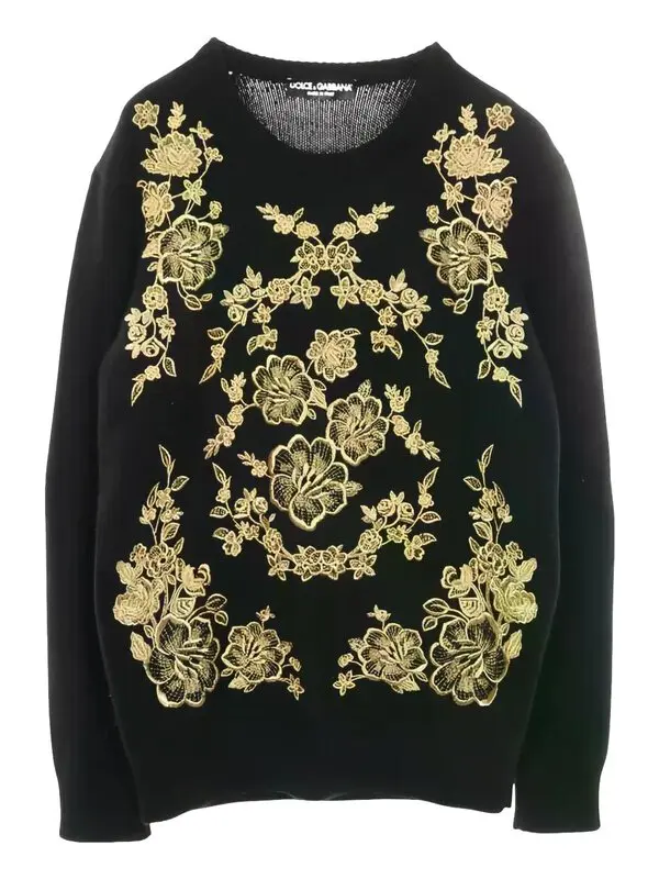 Dolce & Gabbana Embroidered Crew-neck Sweater - Black