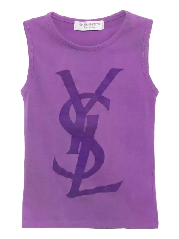 Saint Laurent 1990-2000s Sleeveless Logo Top - Purple