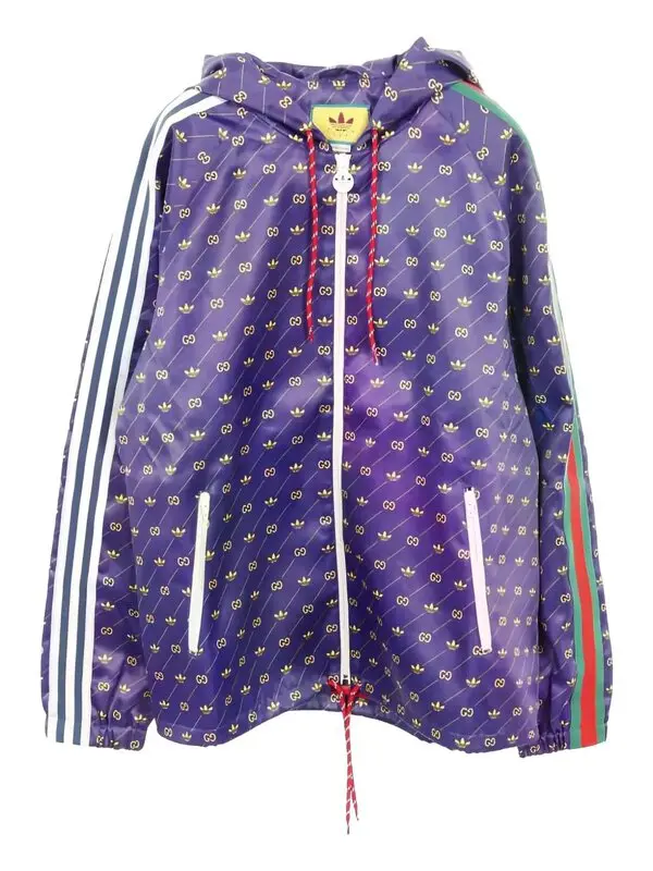 Gucci X Adidas Trefoil Print Hooded Jacket - Purple