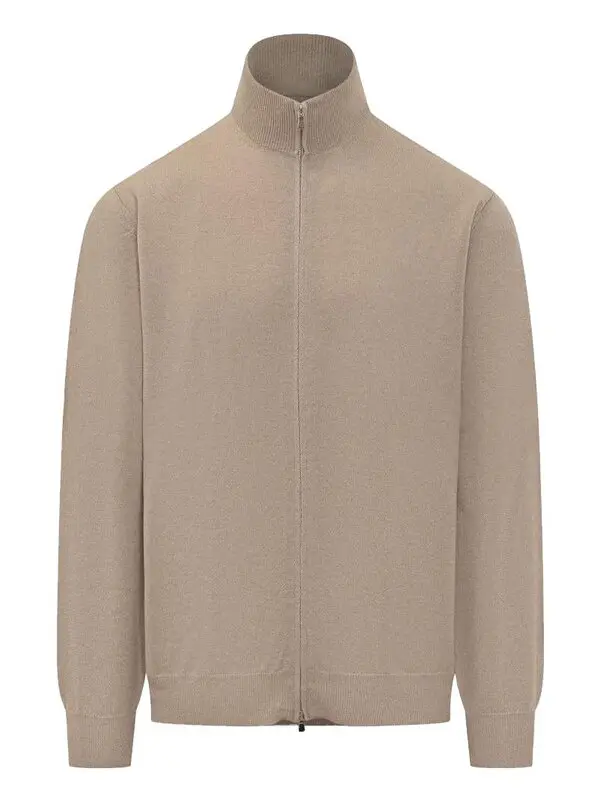 FILIPPO DE LAURENTIIS Cashmere Cardigan With Zip - Beige