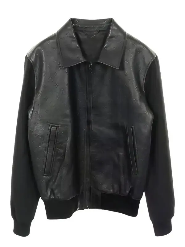 LOUIS VUITTON 2010s Monogram Leather Jacket - Black