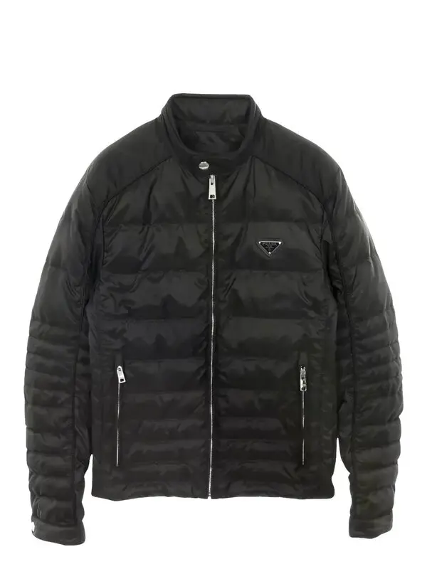 Prada 2010s Logo-plaque Padded Jacket - Black