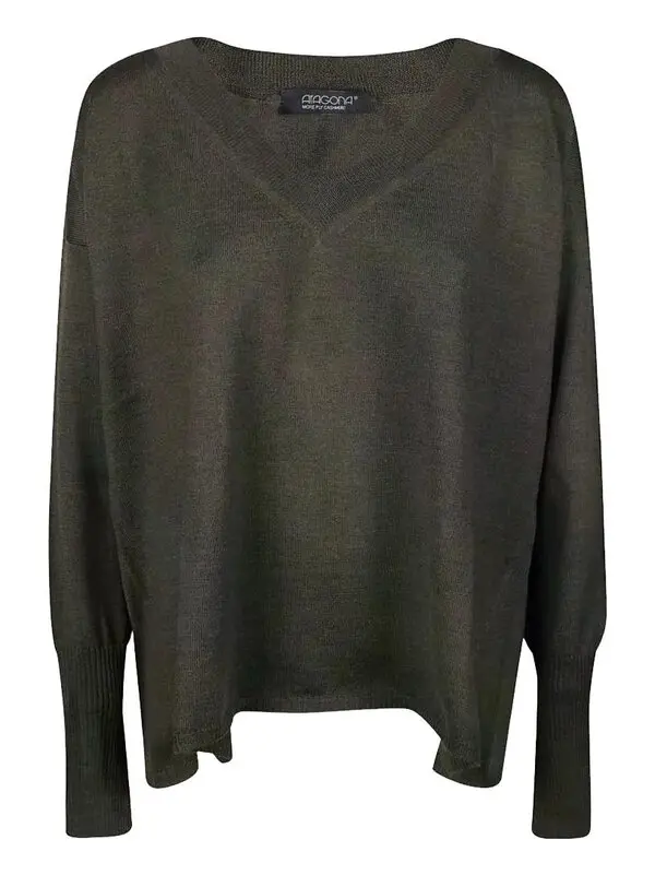 ARAGONA V-neck Wool Sweater - Green