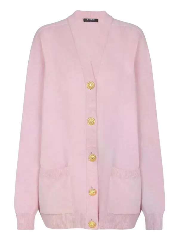Balmain V-neck Button Cardigan - Pink
