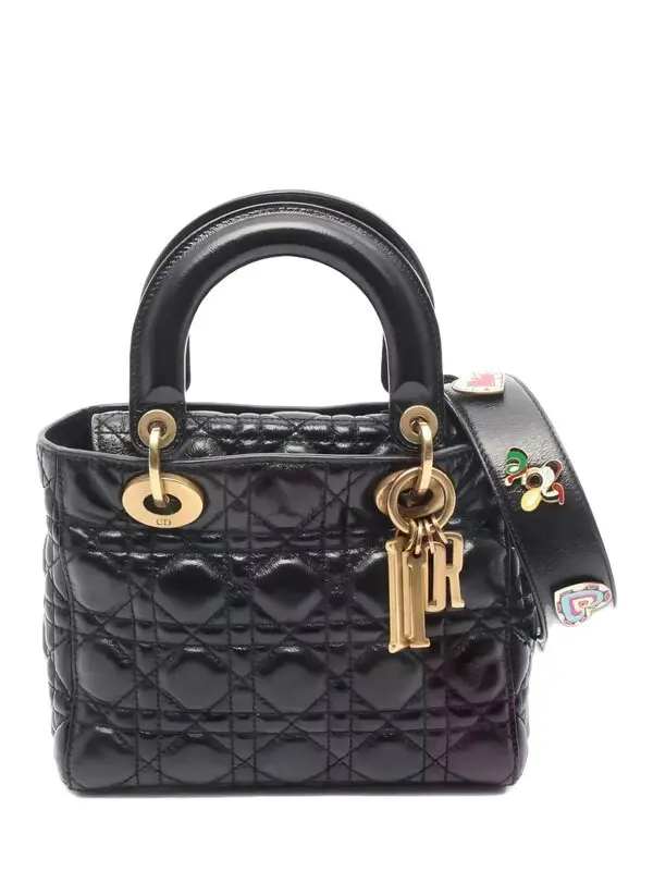 Dior 2010s Small Lady Quilted Tote Bag - Black