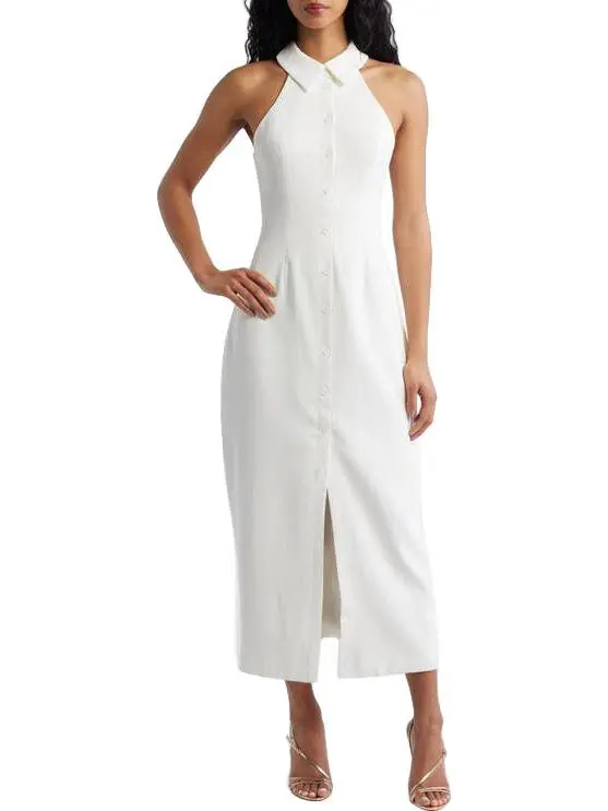 Oddmuse Halter Neck Maxi Dress - White
