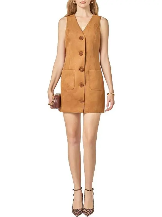 English Factory Faux Suede Mini Dress - Camel