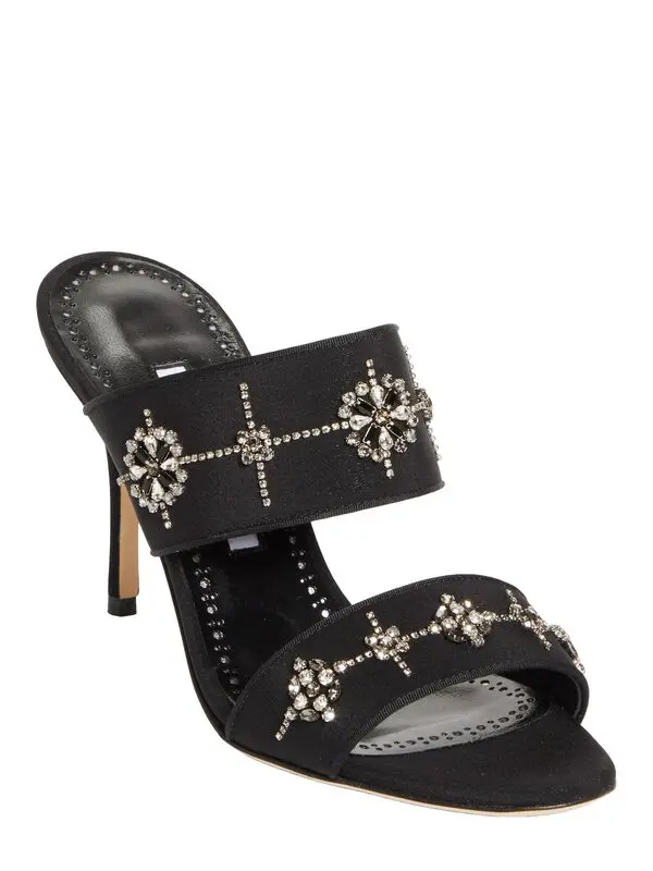 Manolo Blahnik Ralota Embellished Sandal - Black