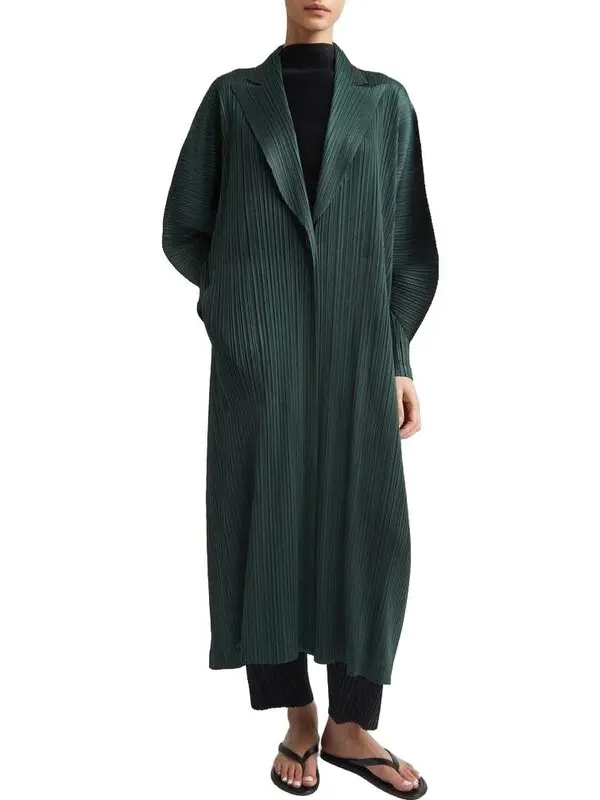 Issey Miyake Monthly Colors December Pleated Coat - Forest Green