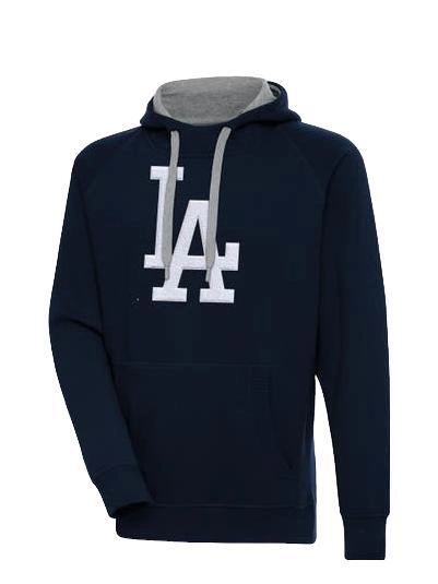 ANTIGUA Los Angeles Dodgers Victory Chenille Pullover Hoodie - Navy