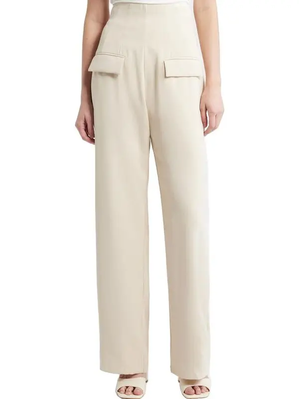 Oddmuse High-waist Wide-leg Pants - Oat