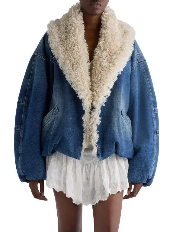 Isabel Marant Faux Fur Trim Denim Jacket - Blue