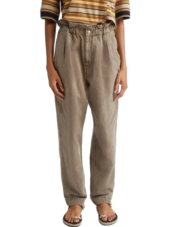 Isabel Marant Neriah Cotton & Linen Pants - Dark Bronze