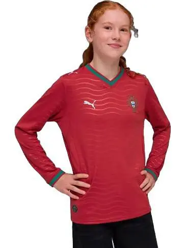 PUMA Youth Portugal National Team 2026 Home Replica Long Sleeve Jersey - Red