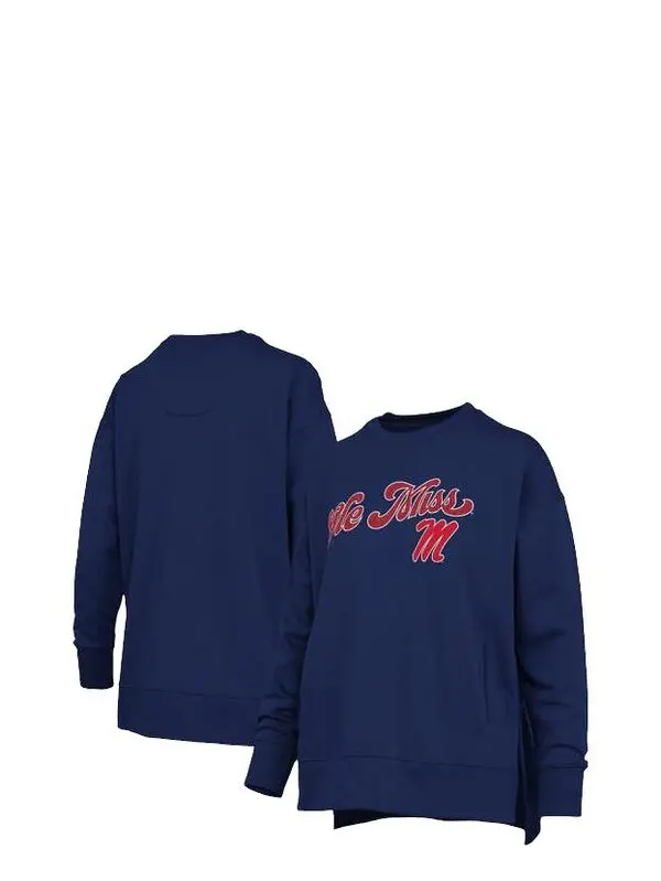 PRESSBOX Ole Miss Rebels Bonanza Chenille Harper Script Sweatshirt - Navy