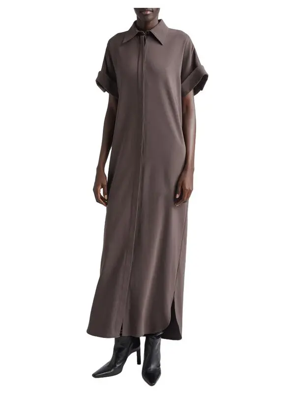 Brandon Maxwell The Emory Stretch Cotton Blend Shirtdress - Truffle