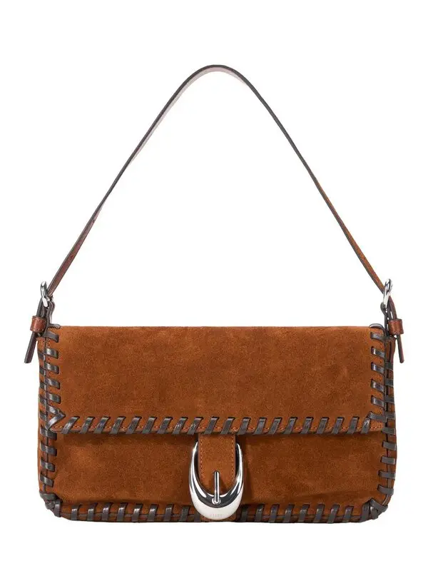 Staud Harlow Suede Shoulder Bag - Tabacco/espresso