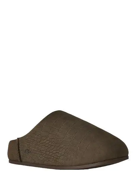 UGG Elea Croc Embossed Suede Slipper - Dense Smoke