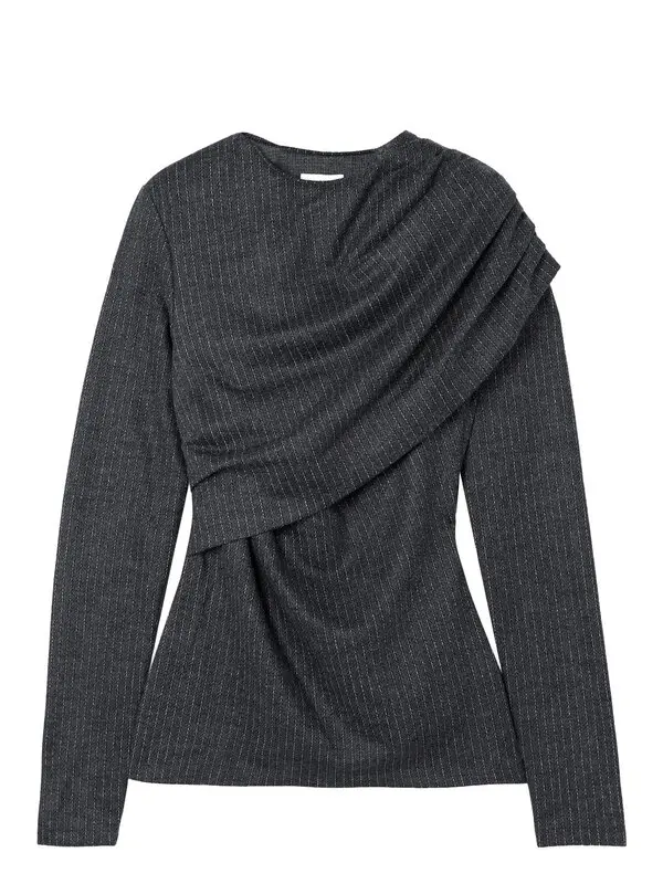 MARANT ETOILE Asna Draped Wool And Cotton-blend Jersey Top - Gray