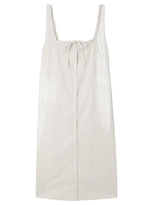 DEIJI STUDIOS Ruffled Striped Organic Cotton-poplin Dress - White
