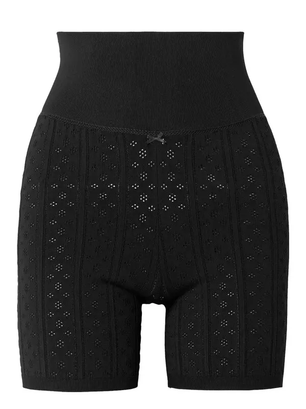 JW Anderson Bow-embellished Pointelle-knit Recycled-jersey Shorts - Black