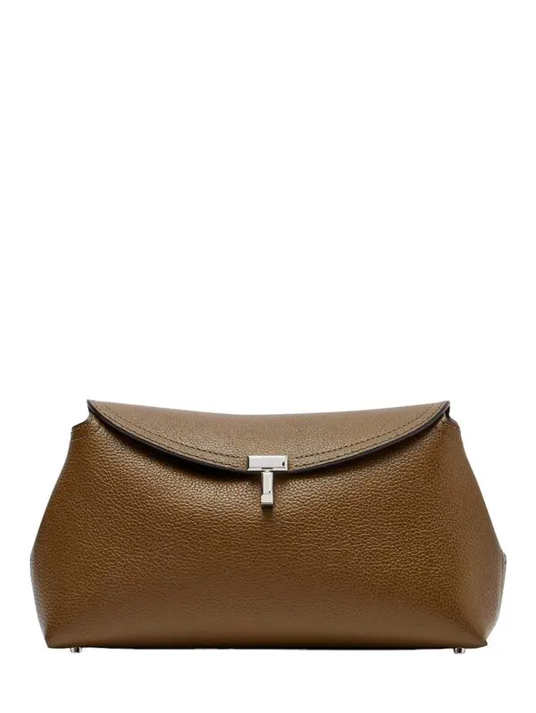 TOTEME T-lock Leather Clutch - Brown