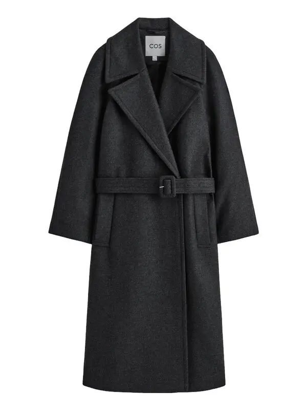 Cos Tailored Belted Wool-twill Coat - Gray