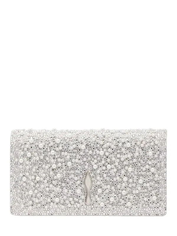 CHRISTIAN LOUBOUTIN Bettina Embellished Leather Clutch - Silver