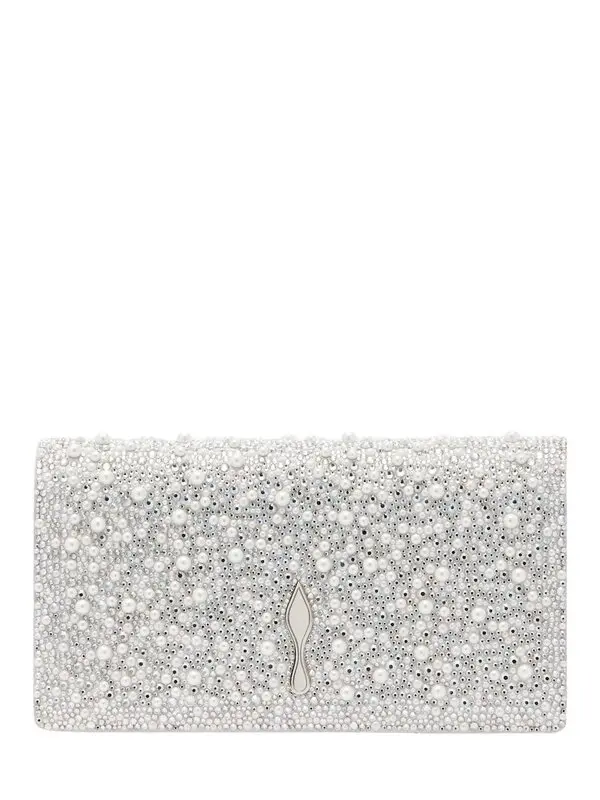 CHRISTIAN LOUBOUTIN Bettina Embellished Leather Clutch - Silver