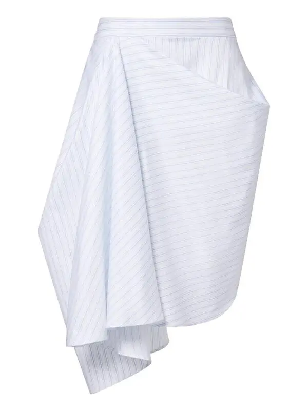 JW Anderson Striped Draped Cotton Poplin Miniskirt - White