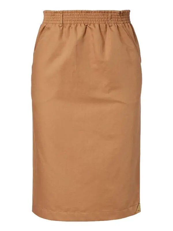 Chloé Cotton And Linen Gabardine Pencil Skirt - Brown