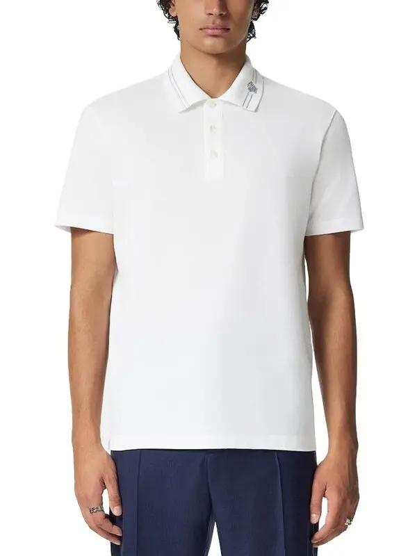 Versace Polo Shirt With Medusa Embroidery - White