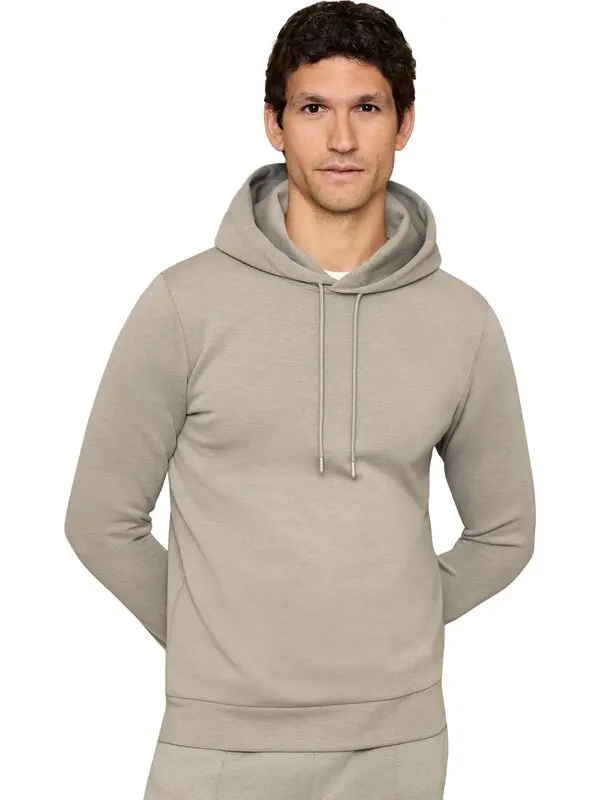 REISS Premium Interlock-jersey Hoodie - Taupe