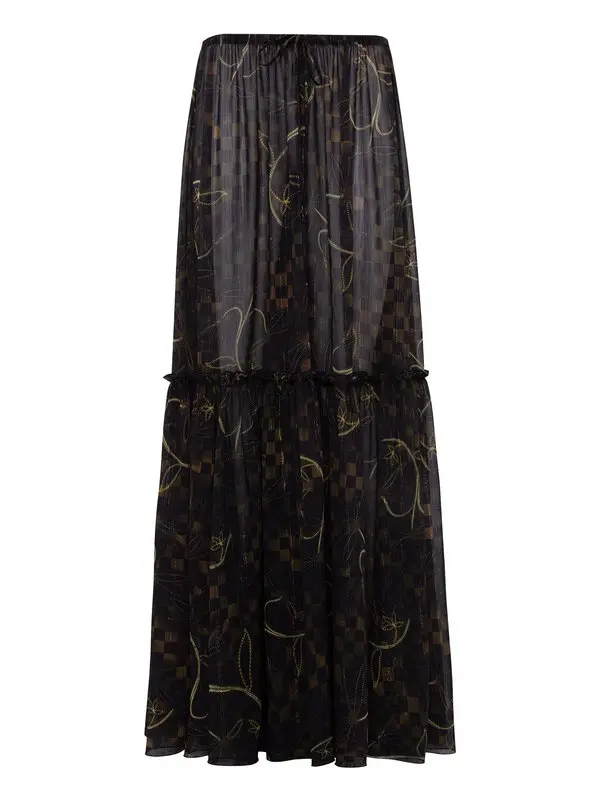 SIEDRES Printed Chiffon Maxi Skirt - Multi
