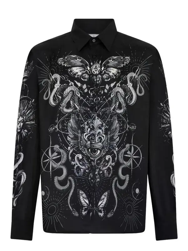 Philipp Plein Printed Silk Shirt - Black