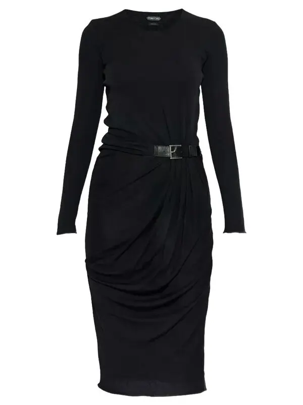 TOM FORD Belted Midi Dress - Black