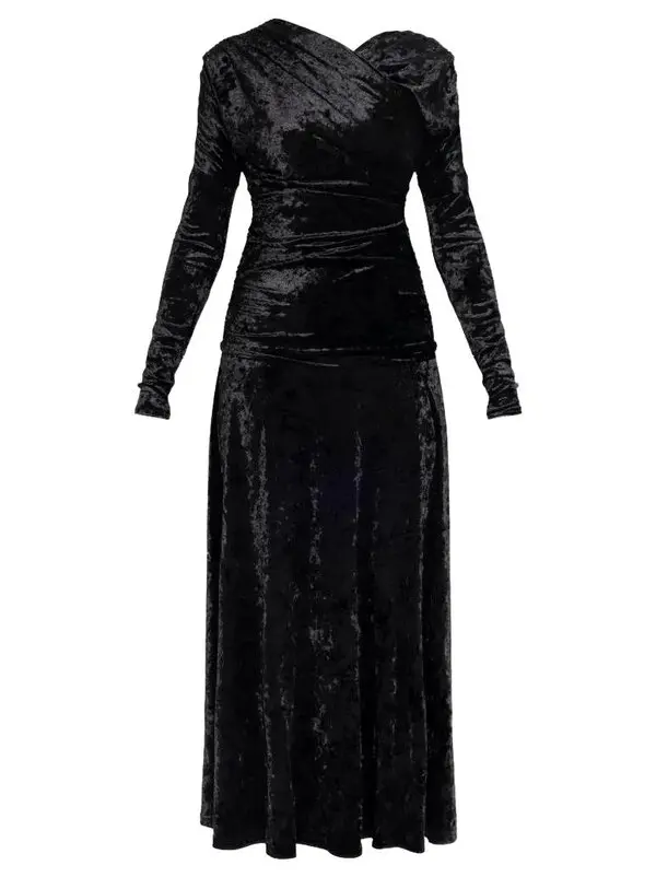 GANNI Draped Long-sleeved Maxi Dress - Black