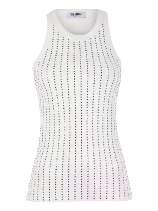 Attico Embellished Sleeveless Top - White