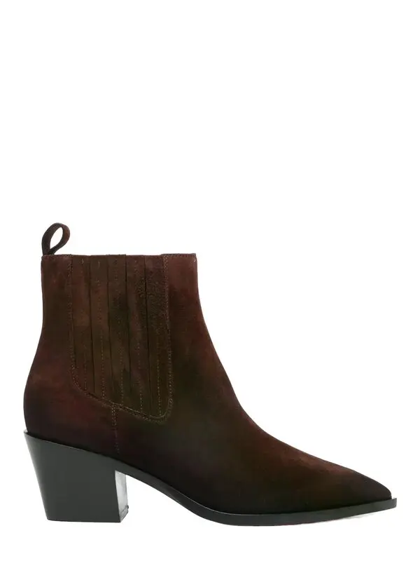 Santoni Pointed-toe Suede Boots - Brown