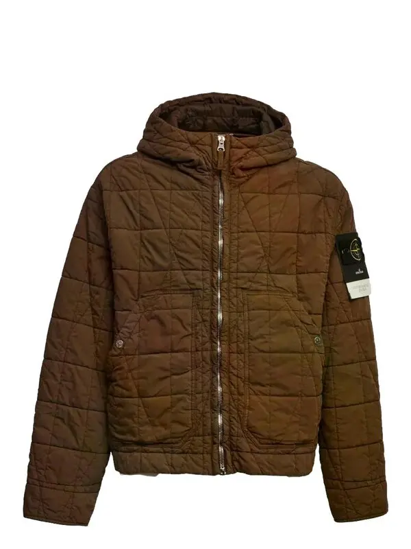 Stone Island Quilted Hooded Jacket - Brown