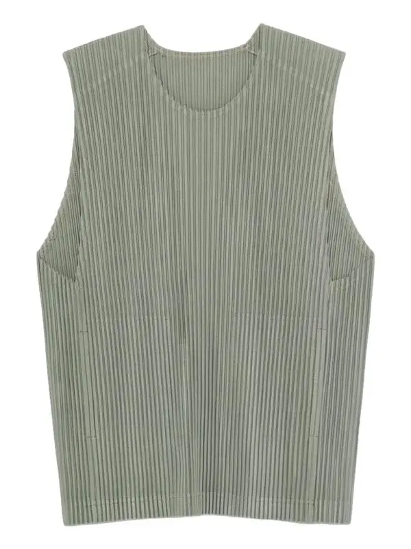 Issey Miyake Sleeveless Pleated Vest - Green