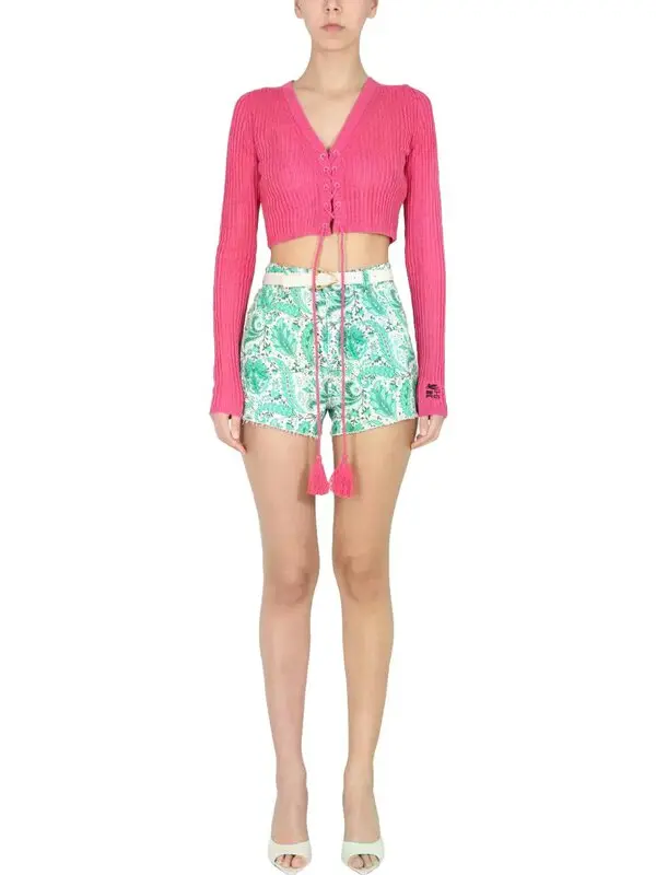 Etro Lace-up V-neck Sweater - Pink