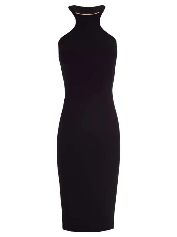 Elisabetta Franchi Halterneck Midi Dress - Black