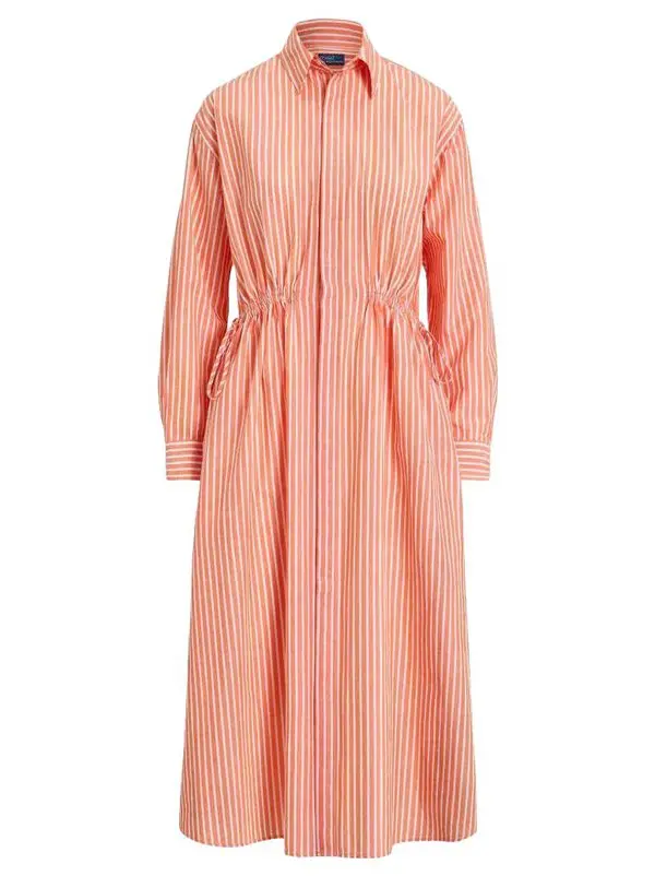 Polo Ralph Lauren Striped-print Shirt Dress - Orange