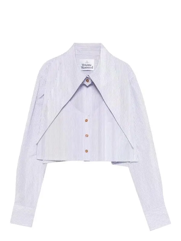 VIVIENNE WESTWOOD Seersucker Stripe Crop Shirt - White