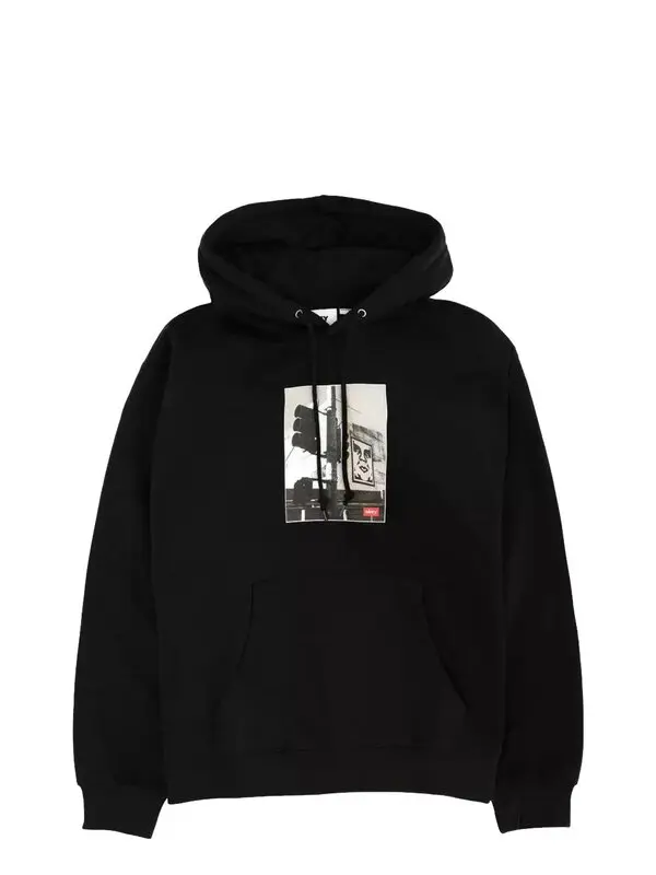 Obey Graphic Hooded Sweatshirt - Black