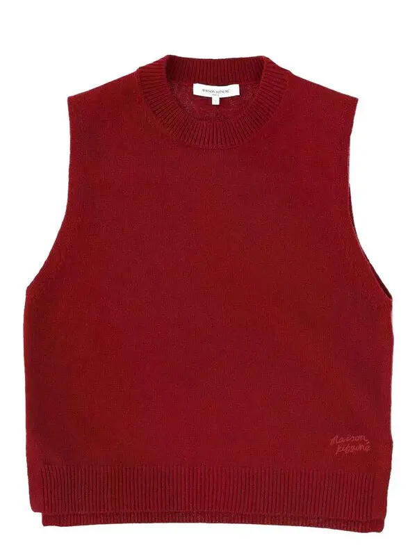 Maison Kitsuné Crew-neck Knitted Vest - Red