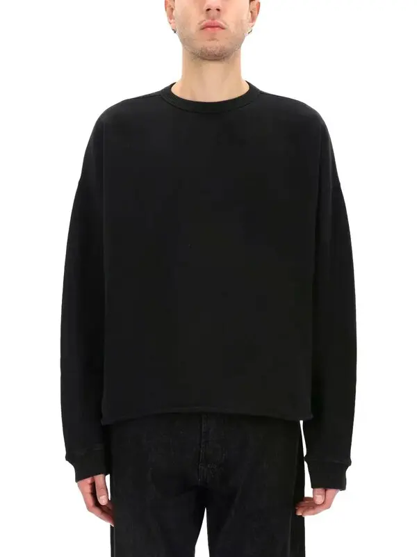 You Must Create Raw-hem Crew-neck Sweatshirt - Black